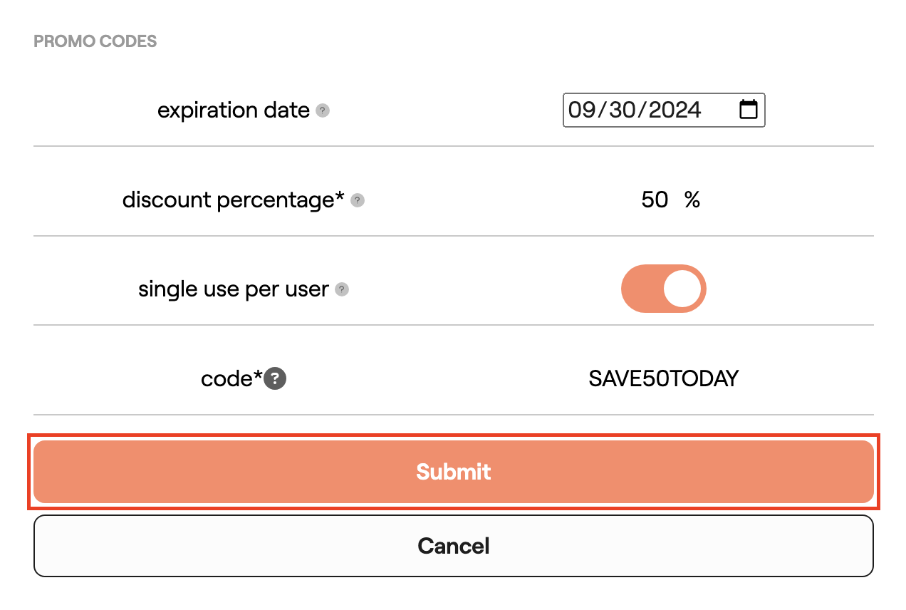 How do I create a custom promo code?