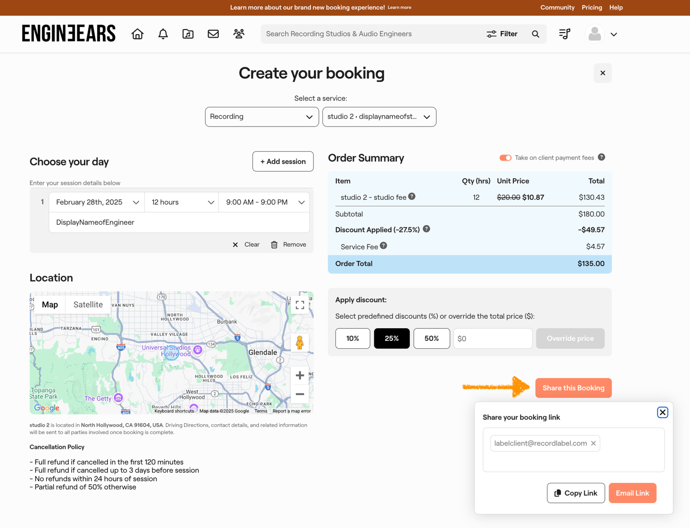 How to book Record Label clients for projects and sessions through ...